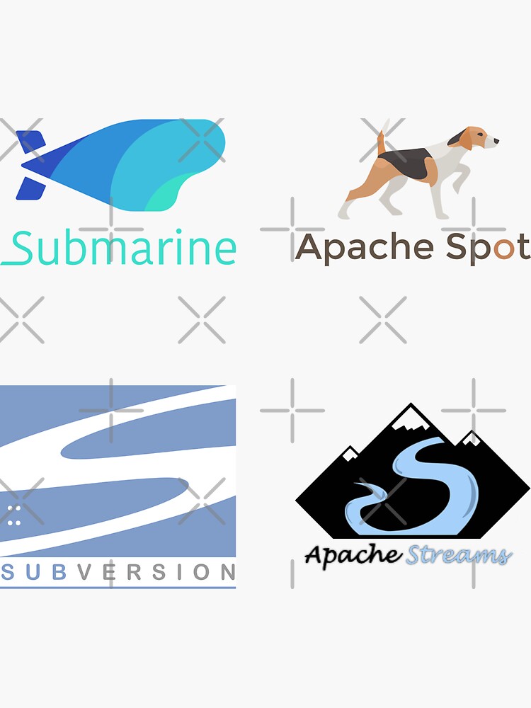Apache Submarine, Spot, Subversion, Streams - 4x Sticker Combo Pack" Sticker for Sale by ...