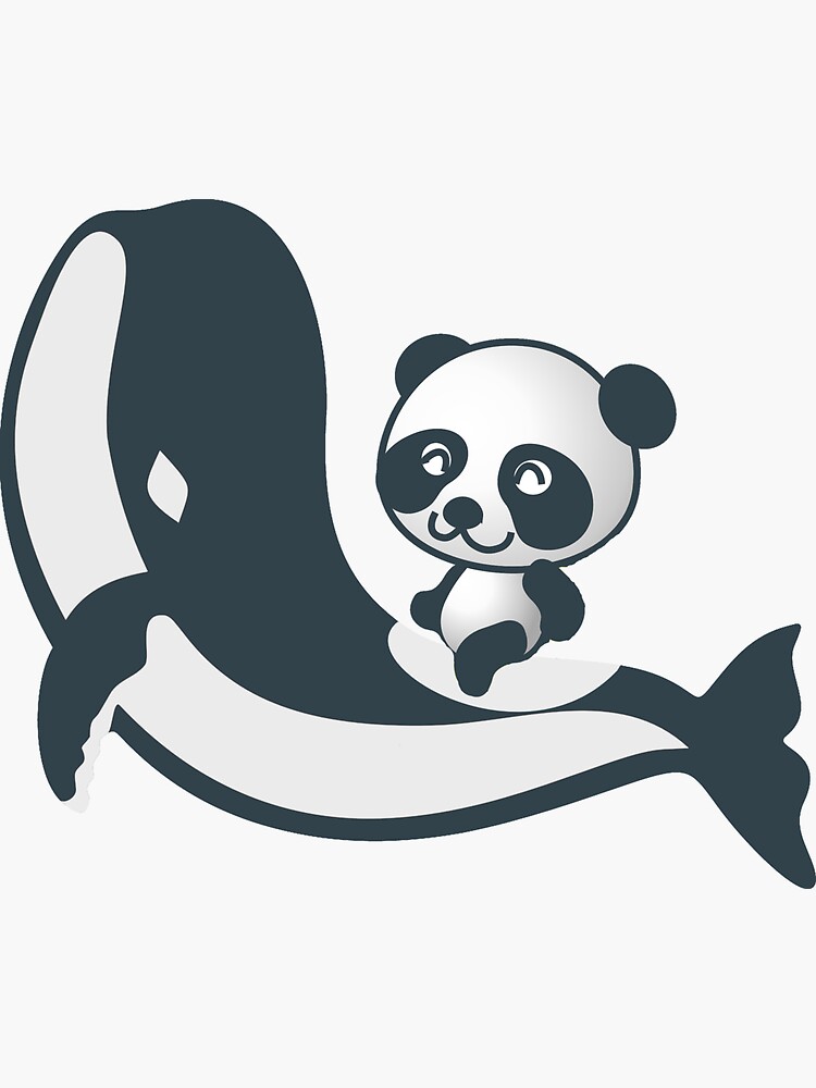 "Panda Riding Orca Sea Panda" Sticker by VaSkoy | Redbubble