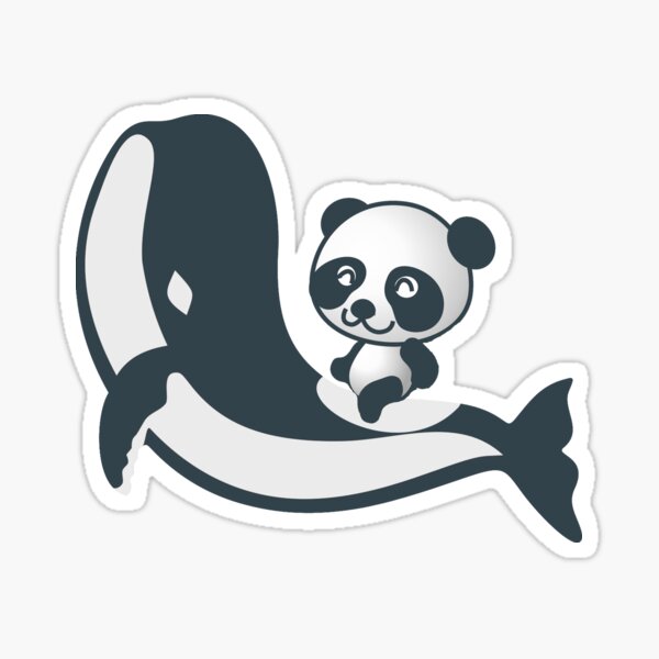 "Panda Riding Orca Sea Panda" Sticker by VaSkoy | Redbubble