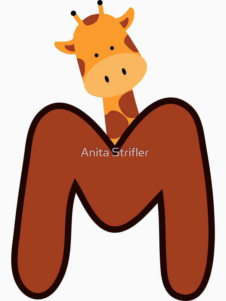 "Giraffe Monogram Letter M" Sticker for Sale by anitastrifler | Redbubble