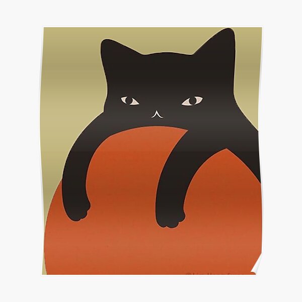 "Black cat laying down" Poster for Sale by haneenabdullah | Redbubble