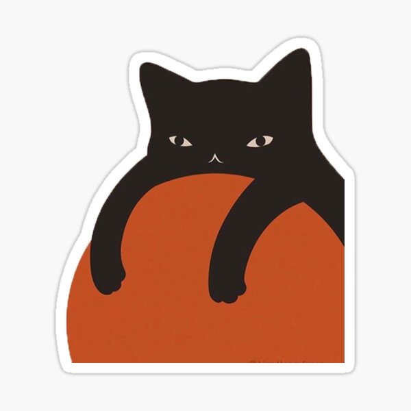 "Black cat laying down" Sticker for Sale by haneenabdullah | Redbubble