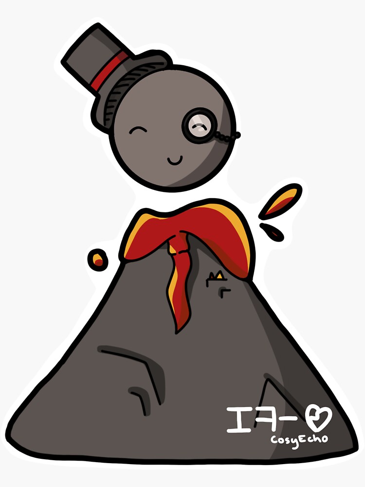 "Formal Volcano With Monocle, Top Hat and Tie" Sticker for Sale by ...