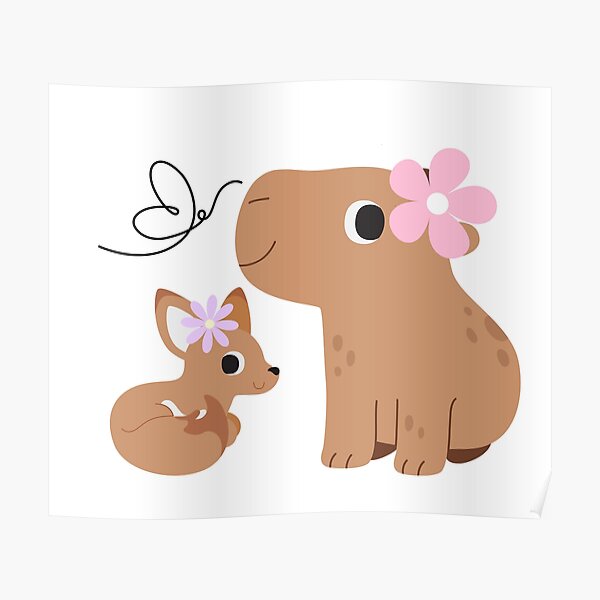" Cute Capybara And Fox" Poster for Sale by sibudas | Redbubble