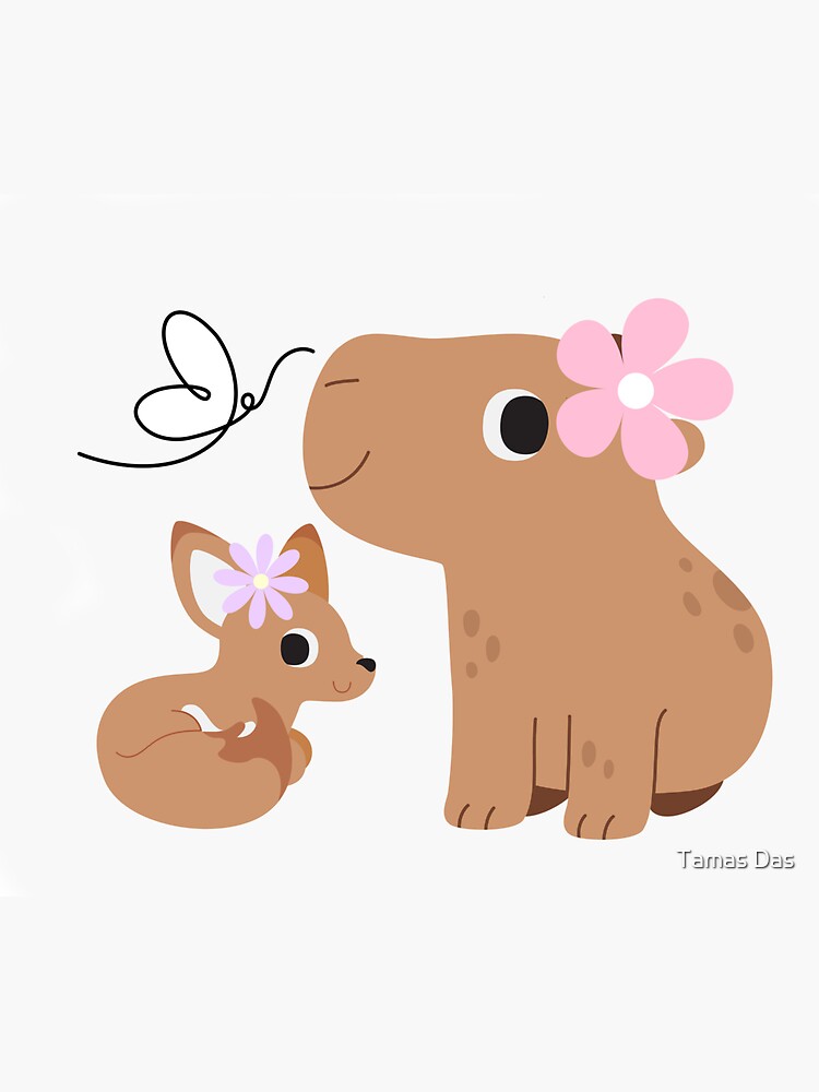 " Cute Capybara And Fox" Sticker for Sale by sibudas | Redbubble