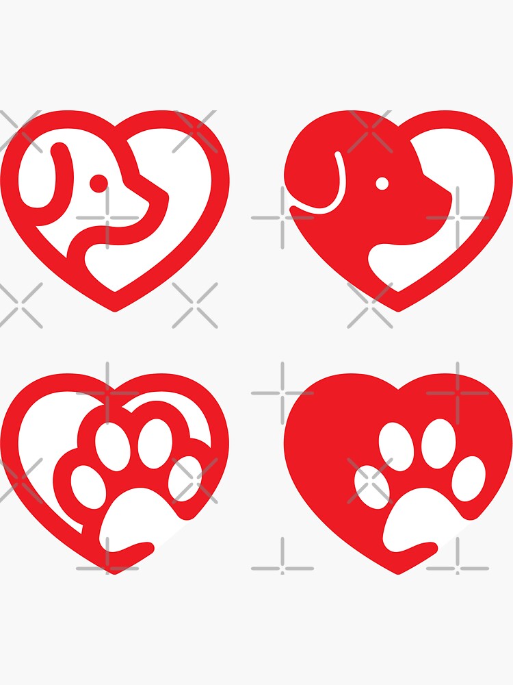 "Dog Love Heart with cute puppy face and dog paw pet-friendly ...