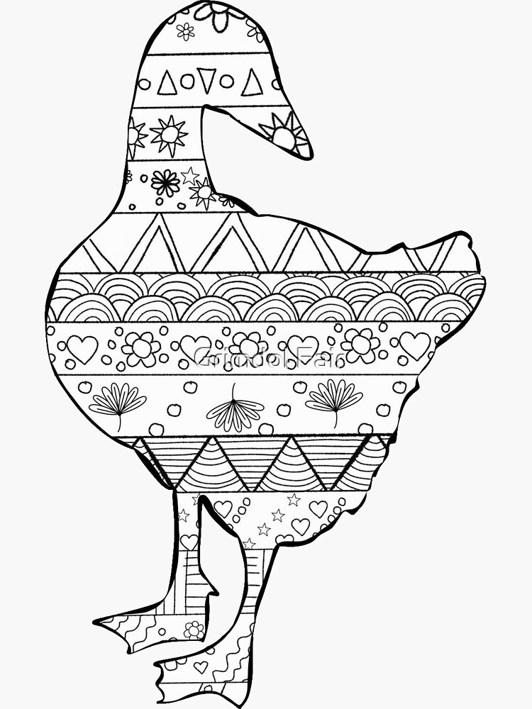 "Black and White Zentangle Duck" Sticker by amandadgatton | Redbubble