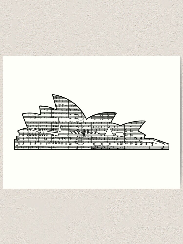 "Sydney Opera House Outline with Musical Notes" Art Print for Sale by ...