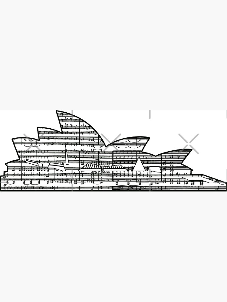 "Sydney Opera House Outline with Musical Notes" Photographic Print for ...