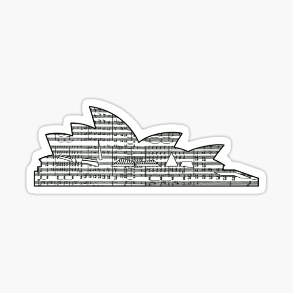 "Sydney Opera House Outline with Musical Notes" Sticker for Sale by ...