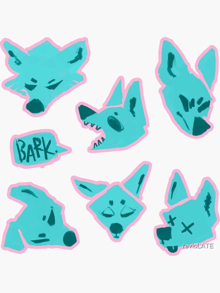 "moody dogs bark (pink and cyan wolf pattern)" Sticker for Sale by ...