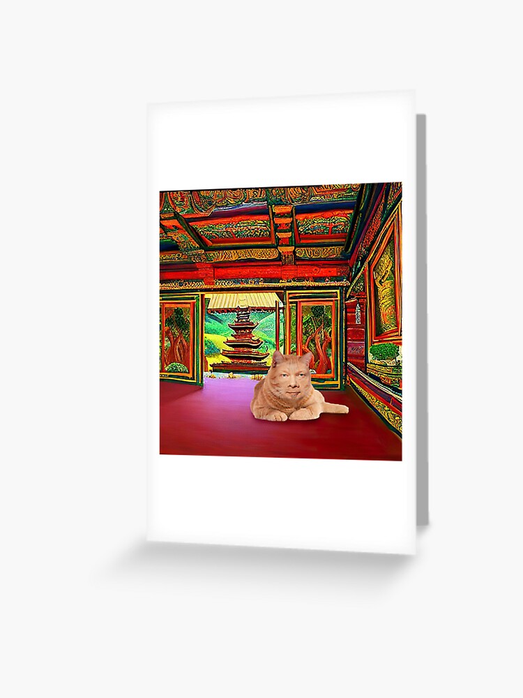 "Eckhart Tolle Zen Master Cat Laying in a Thailand Temple" Greeting ...
