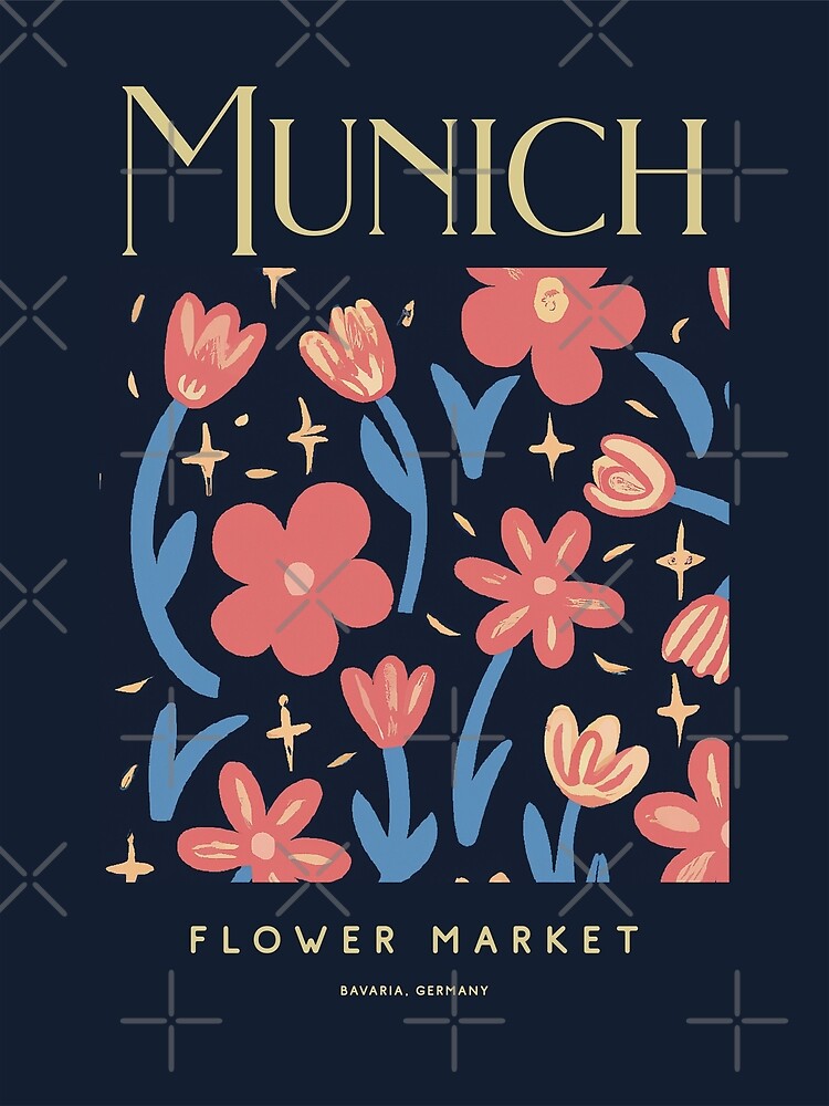 Flower Market Munich Poster Germany 1960s Retro Art Plants Vintage ...