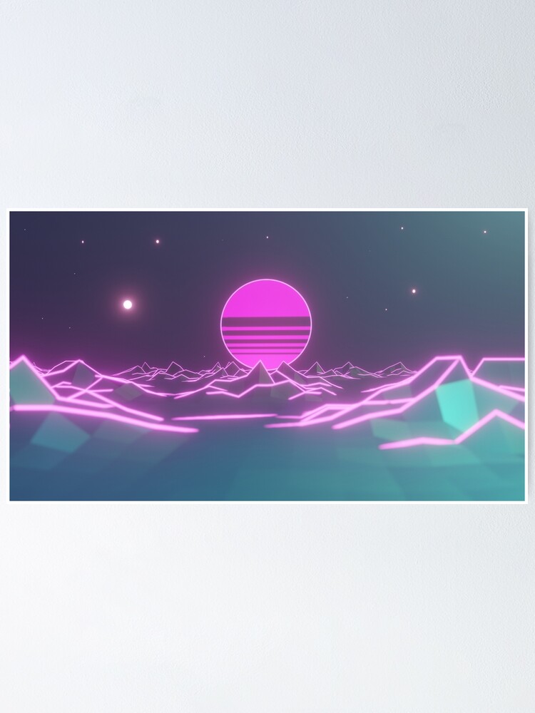 "Neon Vaporwave Retrowave Sun" Poster for Sale by BienThings | Redbubble