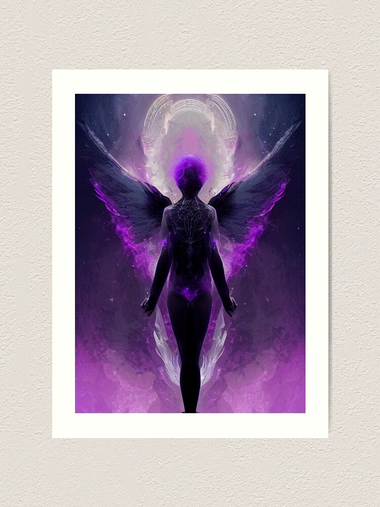 "Purple angel of corruption, dark light - AI generated art" Art Print ...