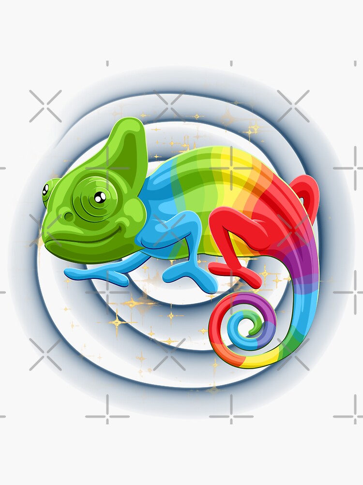 "Rainbow Chameleon" Sticker for Sale by CreativeMagi | Redbubble