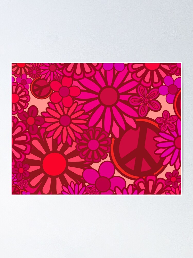 "Red flower power " Poster for Sale by RobotUnicorn333 | Redbubble