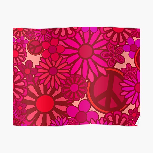 "Red flower power " Poster for Sale by RobotUnicorn333 | Redbubble