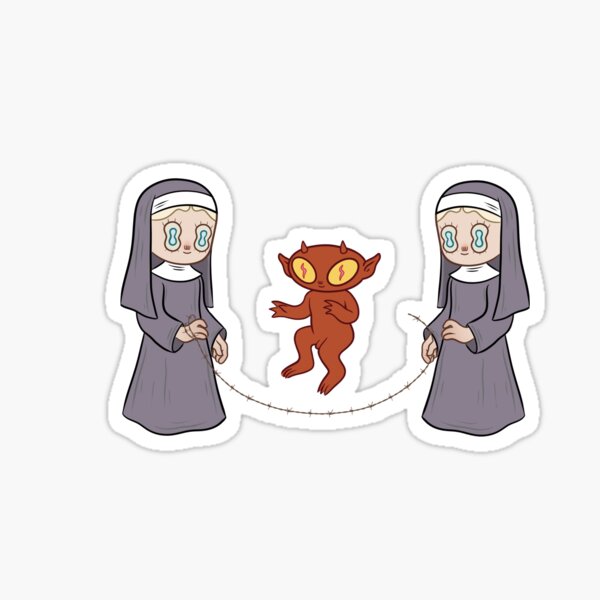"Nuns & Little demon" Sticker for Sale by kruteart | Redbubble