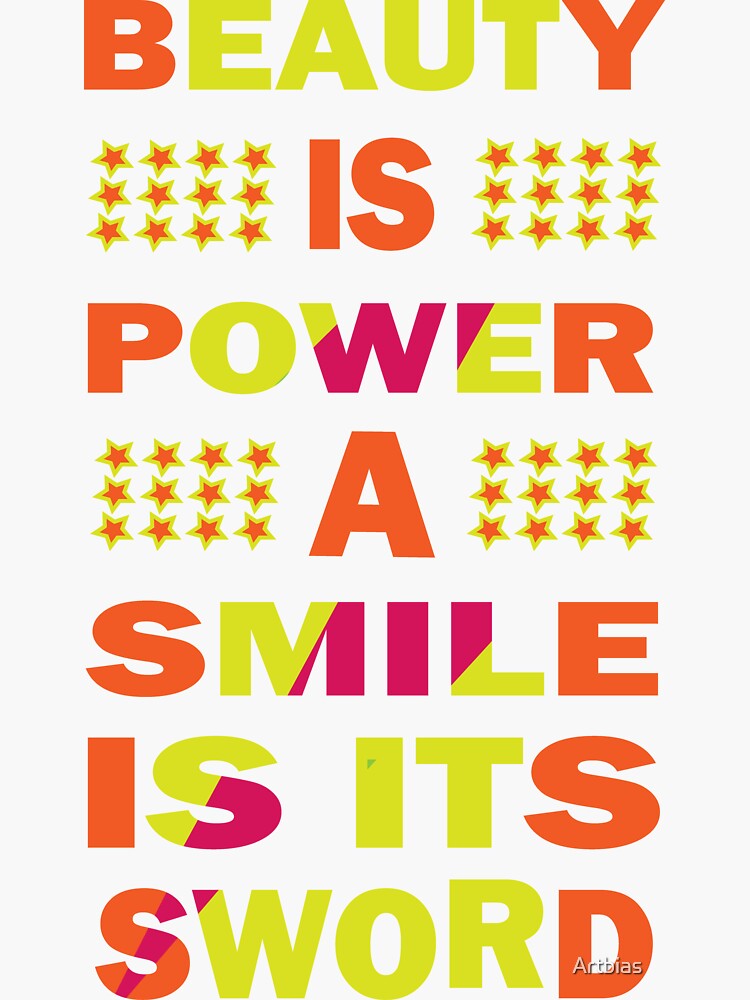 "Beauty is power a smile quotes t shirt design " Sticker for Sale by ...