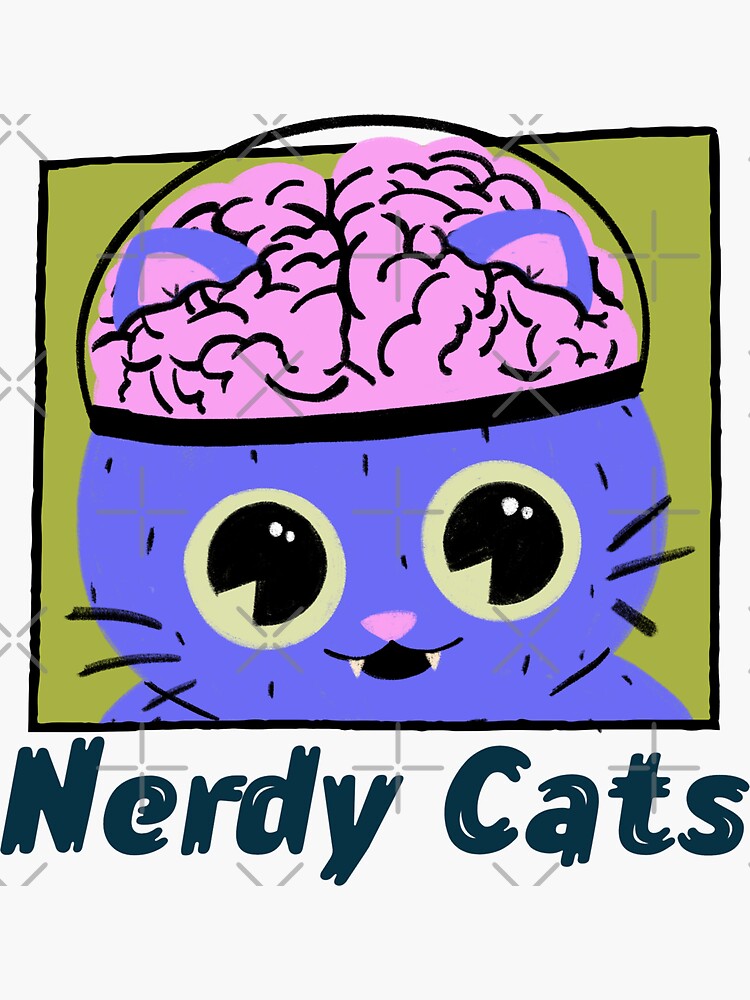 "Nerdy Cats, Brain Design" Sticker for Sale by AymanDiamond | Redbubble
