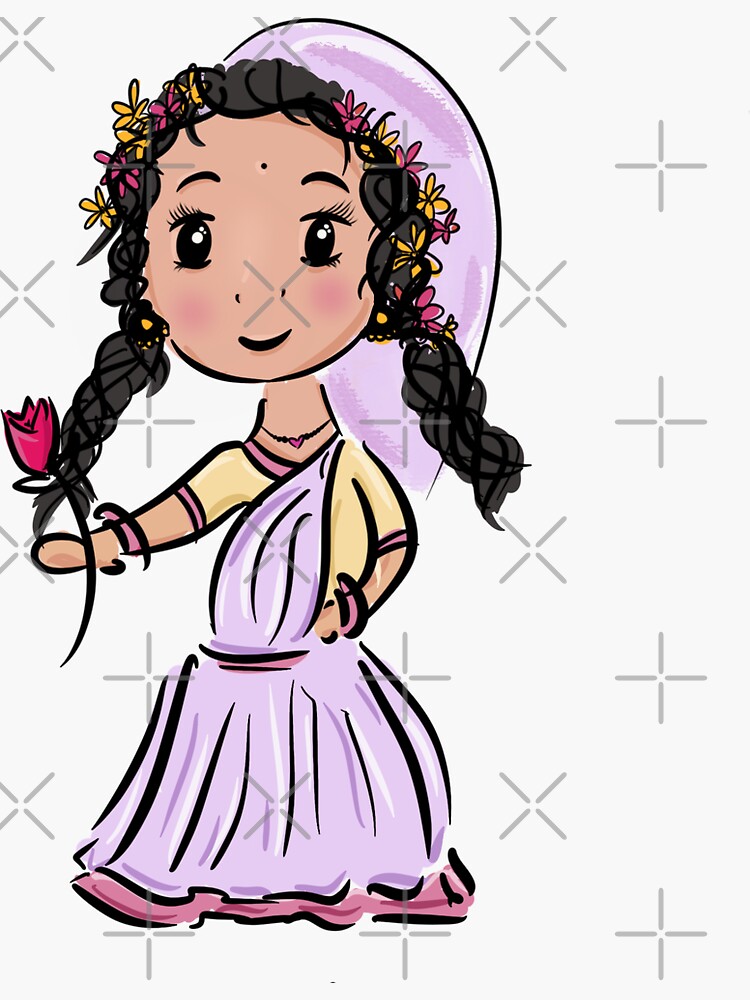 "Young Radha Rani Cartoon" Sticker for Sale by devakidesigns | Redbubble