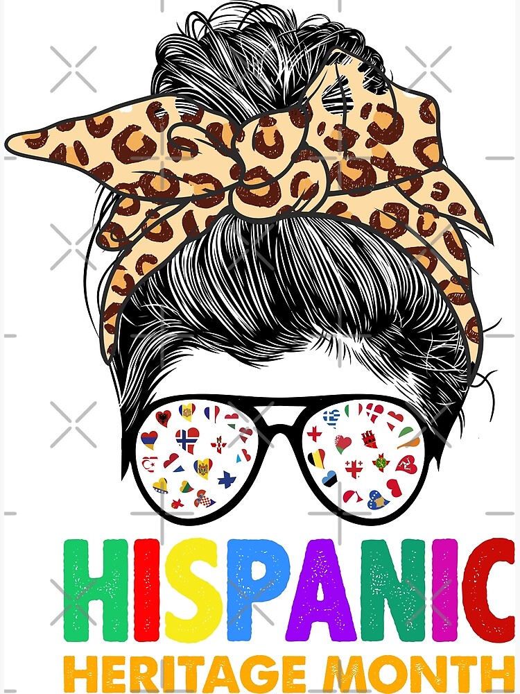 Womens National Hispanic Heritage Month Leopard Messy Bun All