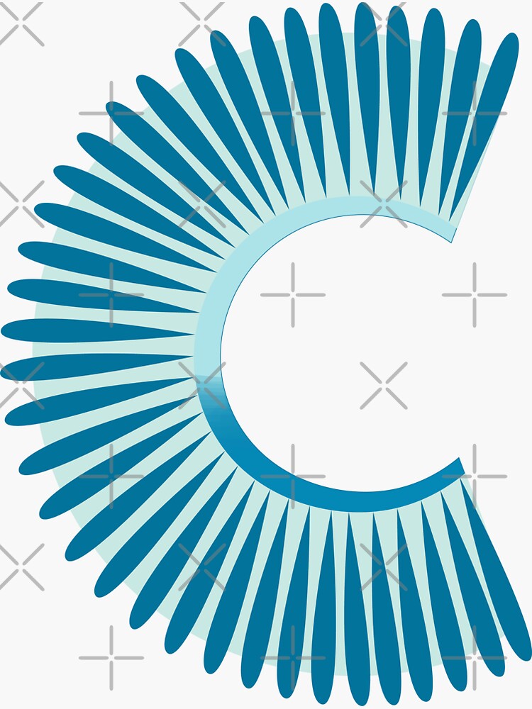 "C Botanical Monogram, Blue" Sticker for Sale by ranaadel | Redbubble