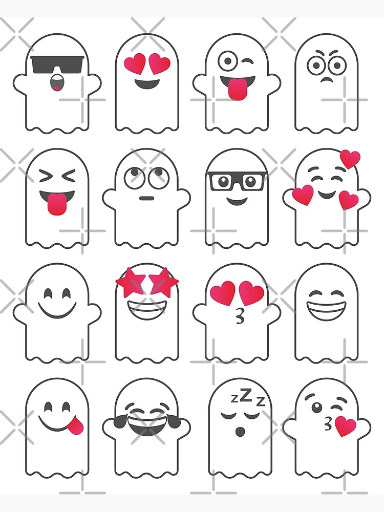 "Cute ghost expressions, cute ghost emoji" Art Print for Sale by ...