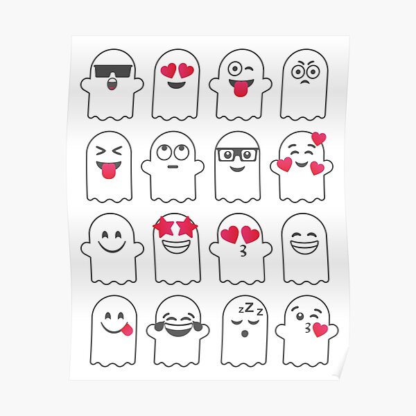 "Cute ghost expressions, cute ghost emoji" Poster for Sale by ...