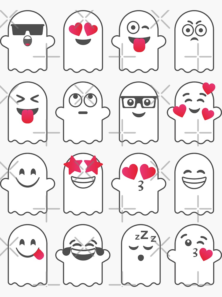 "Cute ghost expressions, cute ghost emoji" Sticker for Sale by ...