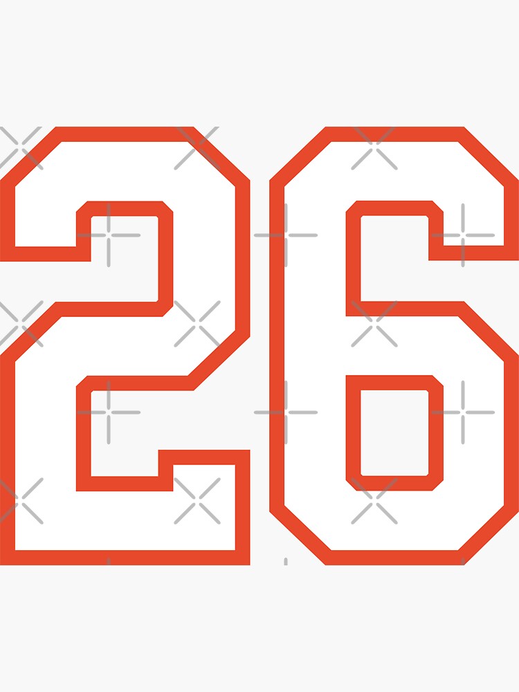 "Sports Number 26, white orange color lucky sport twenty six" Sticker ...