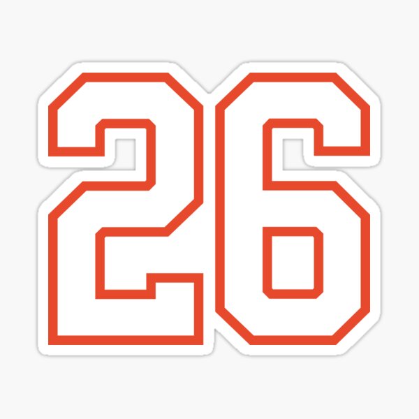 "Sports Number 26, white orange color lucky sport twenty six" Sticker ...