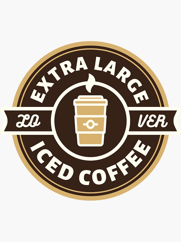 "Extra Large Iced Coffee Lover Brown and White Patch" Sticker for Sale ...