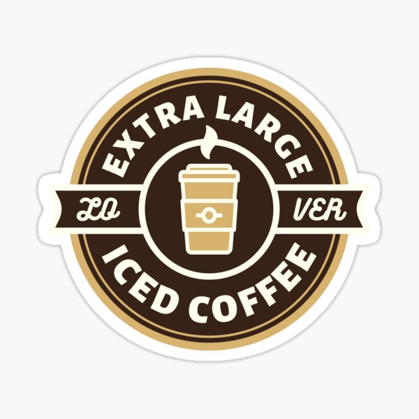 "Extra Large Iced Coffee Lover Brown and White Patch" Sticker for Sale ...