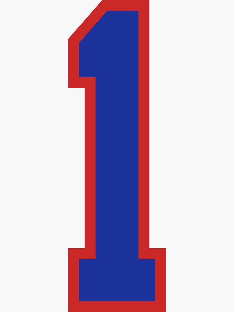 "Number 1 blue red sports jersey one" Sticker for Sale by ...