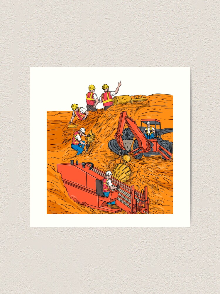 "Horizontal Directional Drilling Construction Job Site Drawing" Art ...