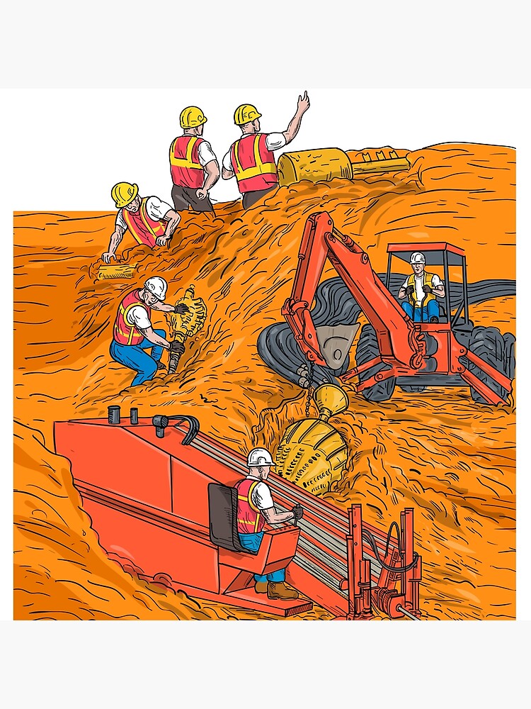 "Horizontal Directional Drilling Construction Job Site Drawing" Art ...