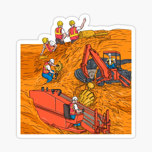 "Horizontal Directional Drilling Construction Job Site Drawing" Sticker ...