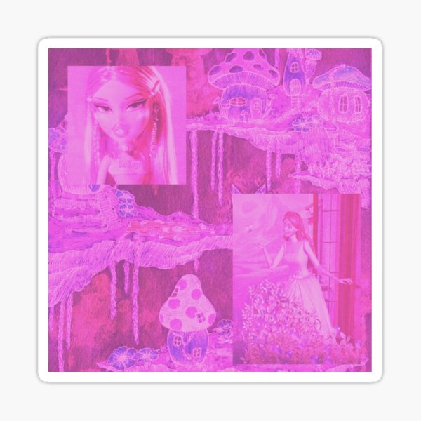 "Bratz Barbie Fairy House Pink Trippy Collage" Sticker for Sale by ...