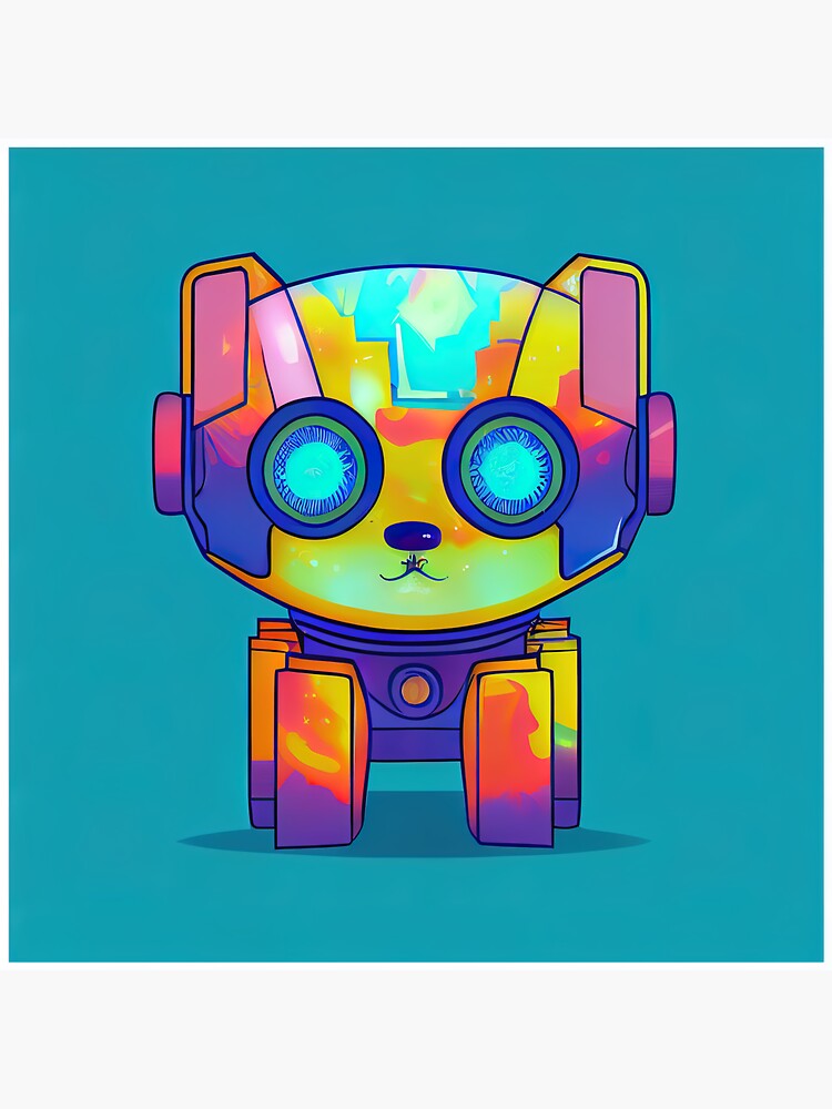 "puppy-bot 001" Sticker for Sale by chaosWyrX | Redbubble