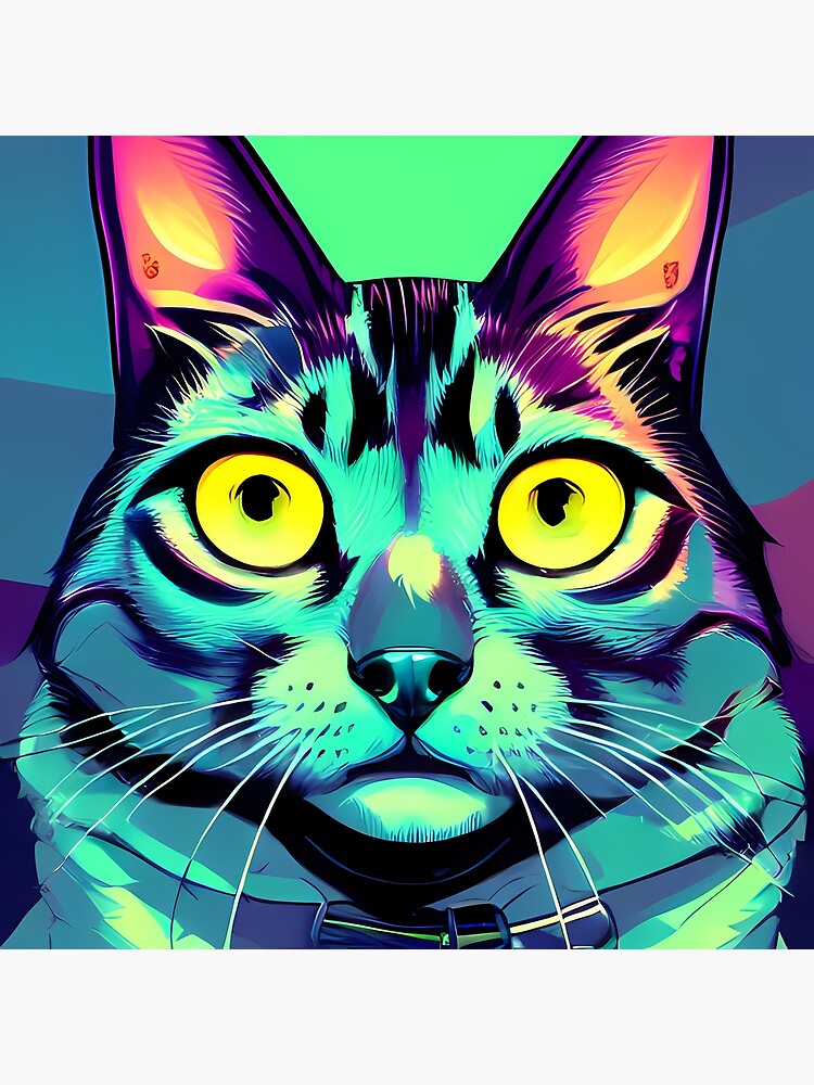 Green Cat Yellow Eyes Poster For Sale By Mcwh Redbubble