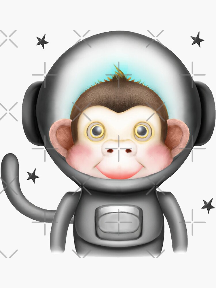 "A Monkey Astronaut in Space Suit " Sticker for Sale by sabamerch ...