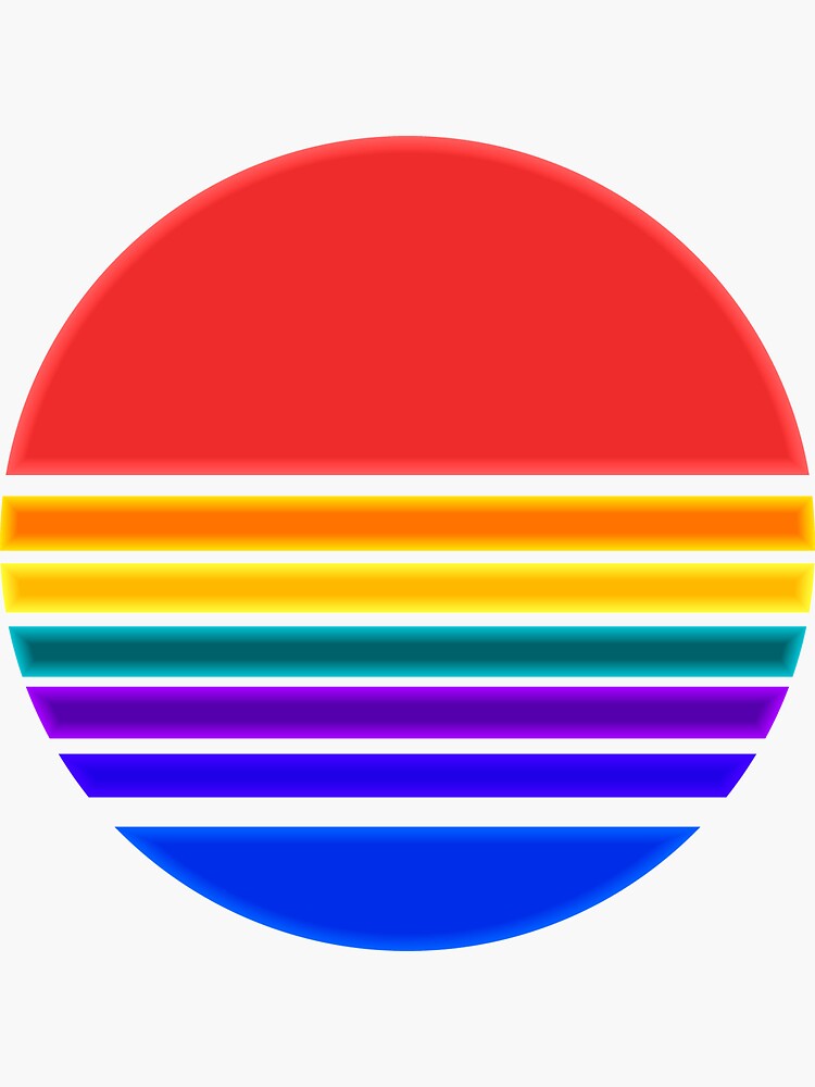 "80s Glowing Retro Sun" Sticker for Sale by devath | Redbubble