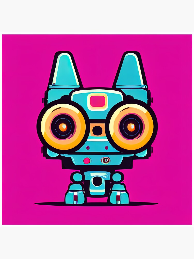 "cat-bot 001" Sticker for Sale by chaosWyrX | Redbubble