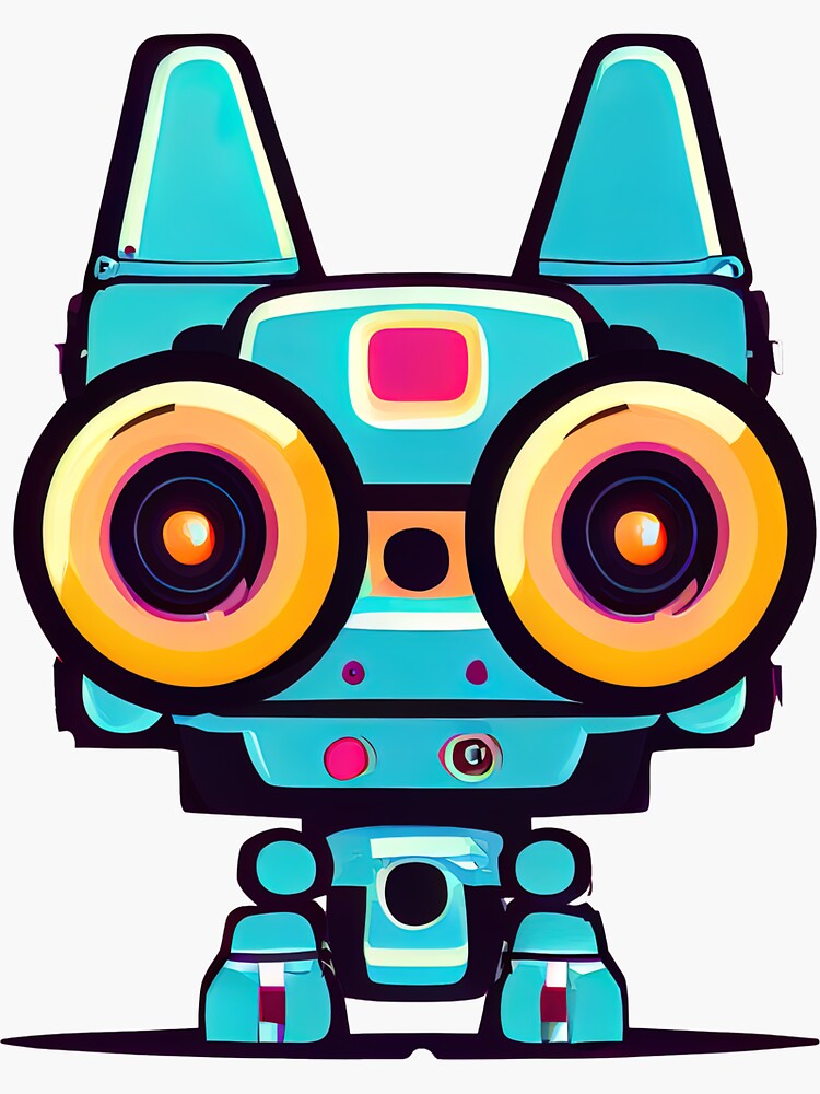 "cat-bot 001-a" Sticker for Sale by chaosWyrX | Redbubble