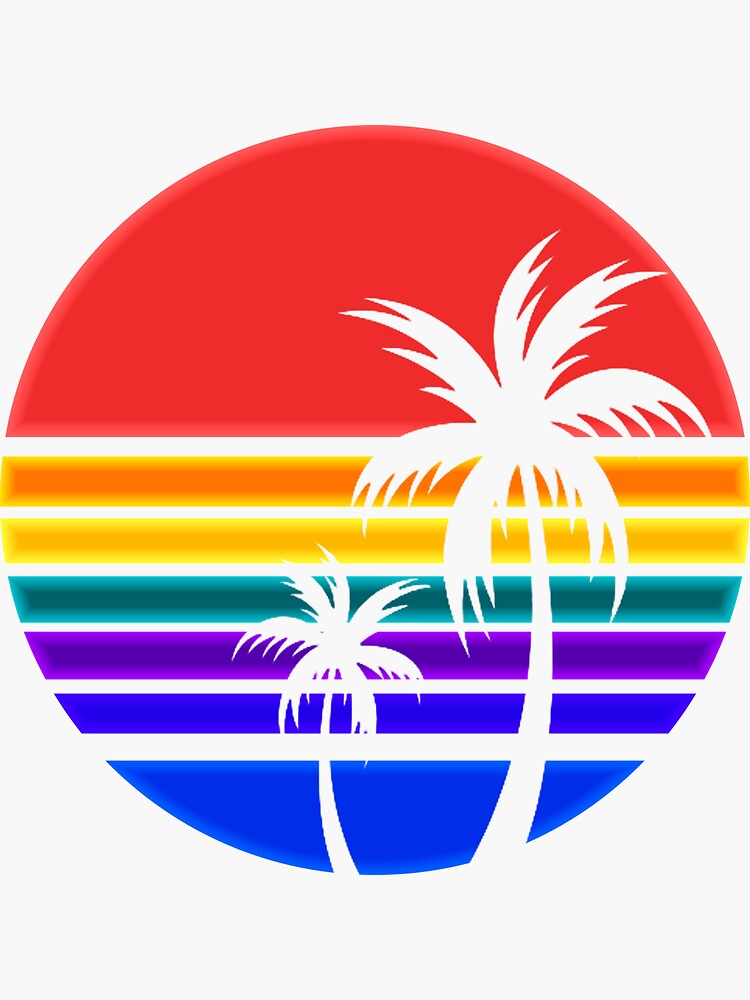 "80s Glowing Retro Sun" Sticker for Sale by devath | Redbubble