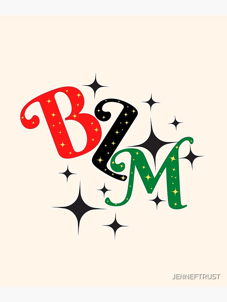 "typography, outlined letters with bright star details, BLM movement ...