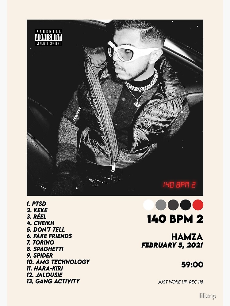 "140 BMP 2 | Hamza | Rap Fr album cover" Poster for Sale by lilixnp ...