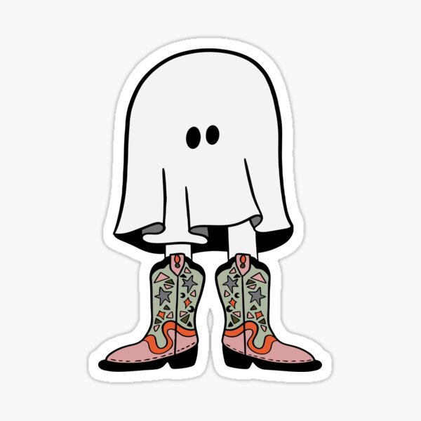 "Ghost Wearing Cowboy Boots" Sticker for Sale by Rachel Allen | Redbubble